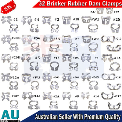32 Endodontics Rubber Dam Clamps Different Sizes Tissue Premolar Clamp ...