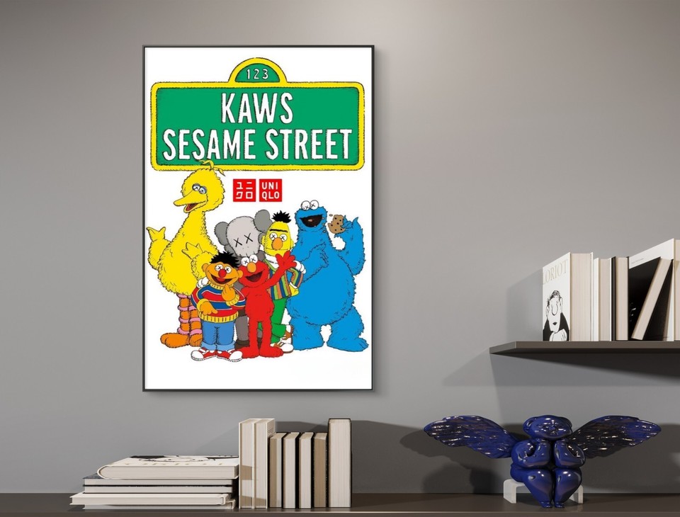 Kaws X Sesame Street Art Piece Home decor Canvas Poster Portrait ...