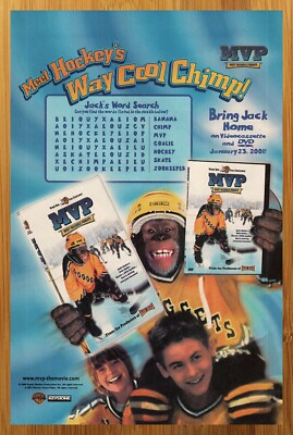 2001 MVP Most Valuable Primate VHS DVD Print Ad/Poster Hockey Movie Art ...