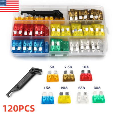 120PCS Car Medium Blade Fuse Flat Fuse Automotive Fuse Assortment Kit 5 ...