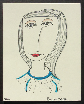 BRUCE W. HALL OUTSIDER NAIVE FOLK ART PORTRAIT ORIGINAL DRAWING 2004 ...