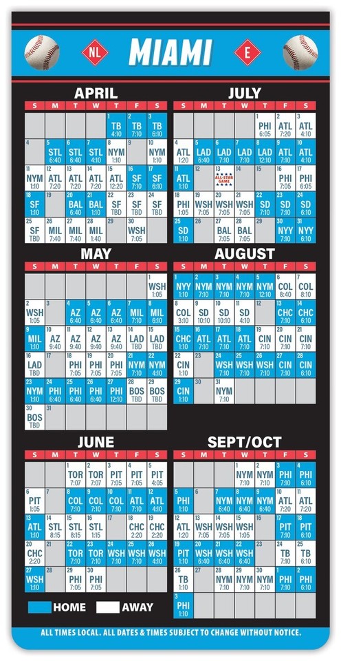 300 MIAMI MARLINS BASEBALL 2024 SCHEDULE MAGNETS Peel & Stick Business ...
