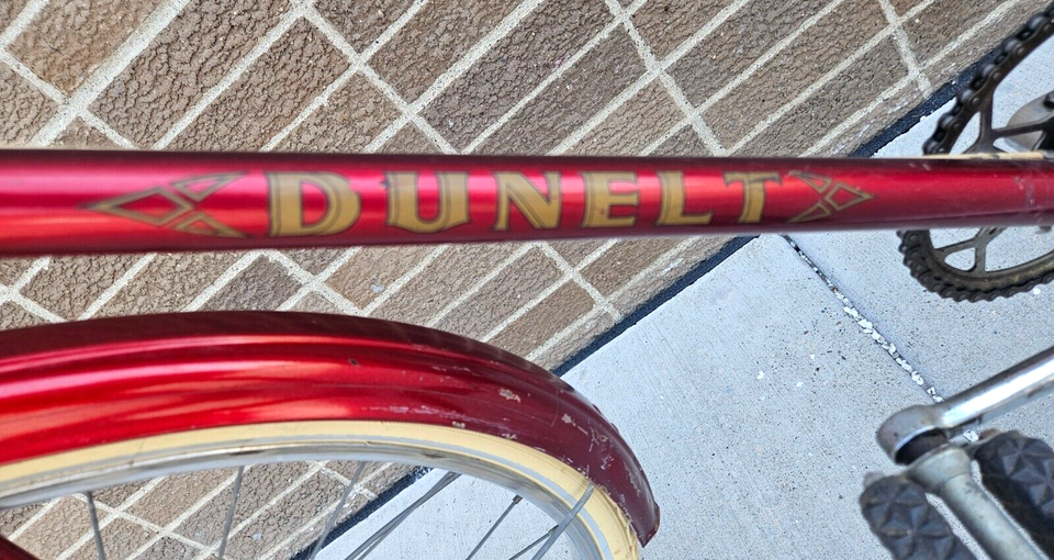 Vintage Red RALEIGH DUNELT BICYCLE Sturmey Archer 3 Speed England 21 ...