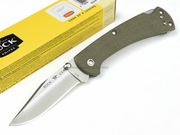 Buck 112 Slim Pro Ranger S30v EDC Folder Pocket Knife Green Micarta USA ...