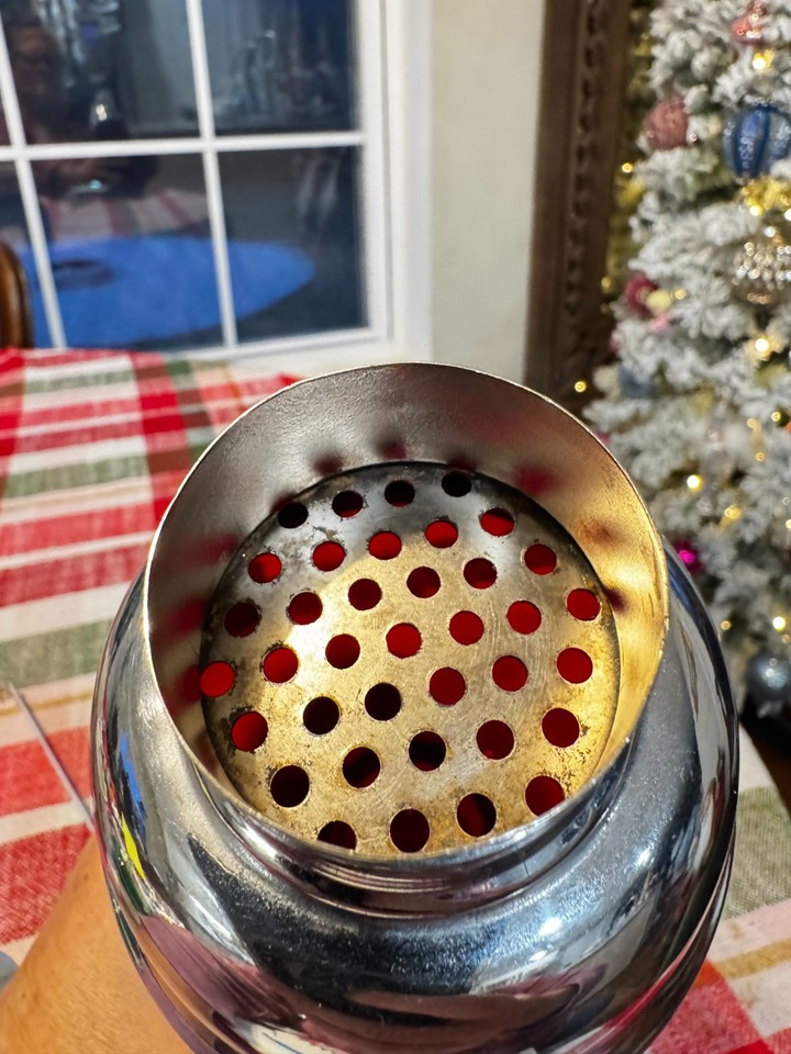 Vintage Cocktail Shaker Ruby Red Art Deco Style Glass Chrome Drink ...