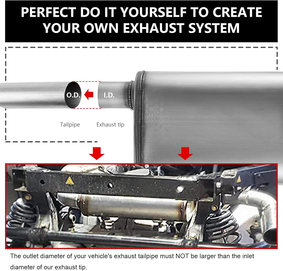 2 Pack Universal Mufflers Dual Chamber 2.5" offset inlet (ID) 2.5 ...