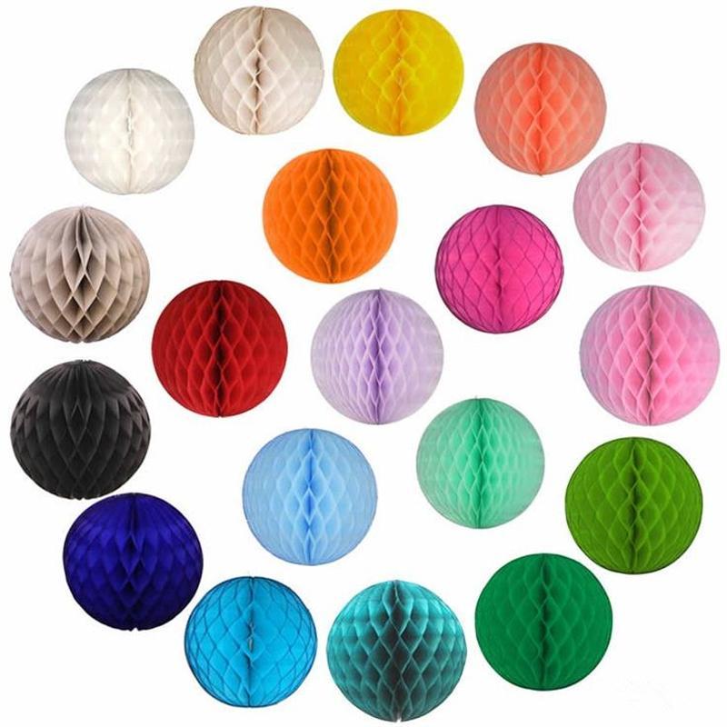 3x Peach 8" HoneyComb Round Tissue Paper Lantern Balls Pom Poms Wedding ...