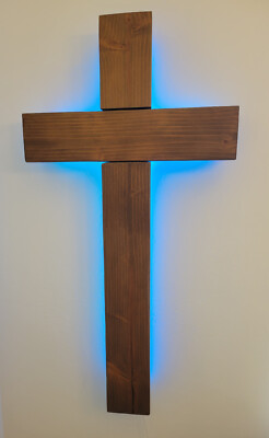 Wood Cross LED Light-UP Backlit Church Wall Mount Handmade Large 48" x ...