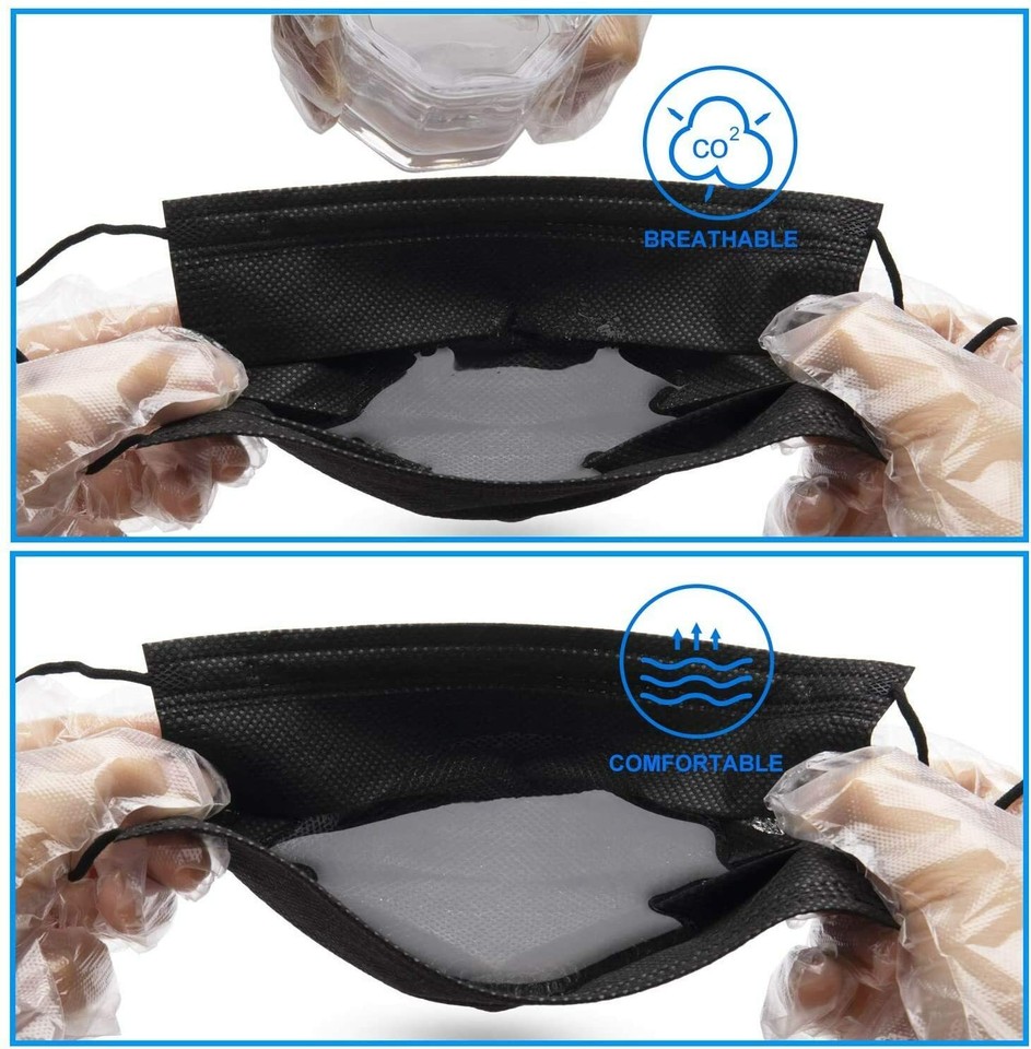 50/100 PCS From USA Black Face Mask Mouth & Nose Protector Respirator ...