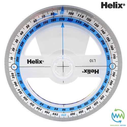 HELIX 360 ° Degree Angle Measure CLEAR School Exam Student Protractor ...