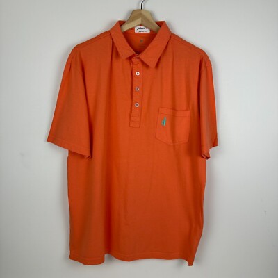 Johnnie-O Originial 4 Button Polo Shirt Pocket Cotton Orange Crush Mens ...