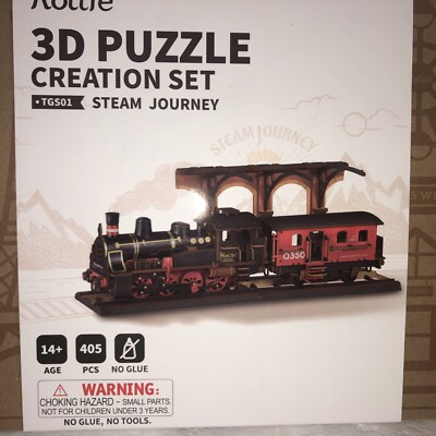 3D Puzzles for Adults -Steam Train, Wooden Model Kits Building Set ...