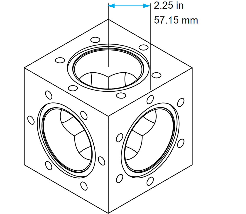 Conflat UHV 6-Way Cube 4.5" Flange Ultra High Vacuum Chamber 304SS DN63 ...