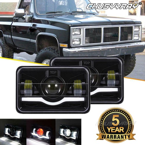 2X LED Headlights 4x6"inch Work Lights HI/LO Chrome For FJ80 FZJ80 ...