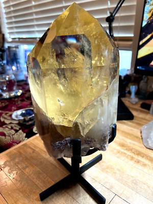 Citrine Natural Crystal Gemstone Laser Point Geode W Display Stand ...