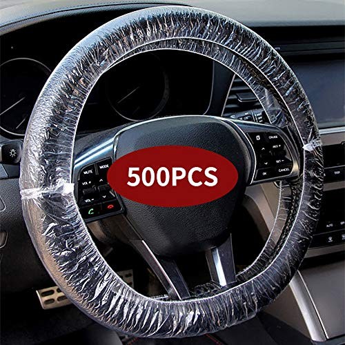 500PCS Universal Disposable Steering Wheel Cover Plastic Transparent ...