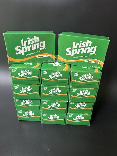 Lot of 14 Irish Spring Deodorant Bath Soap 4 oz Original Green Box USA ...