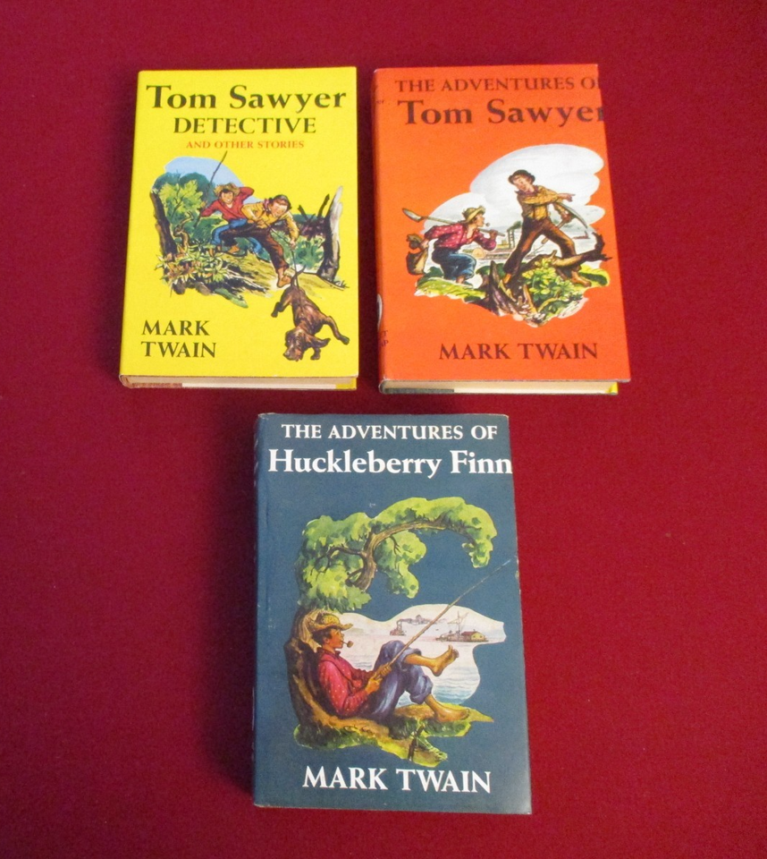 3 Classic Mark Twain Books ~ Adventure of Tom Sawyer ~ Huckleberry Finn ...