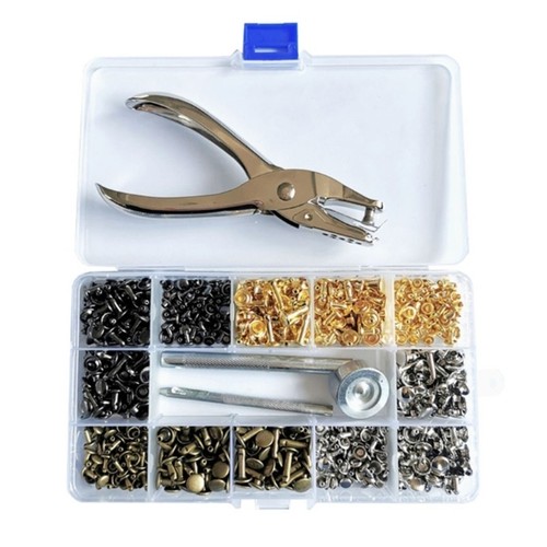 480 Sets Leather Rivets Double Caps Rivets Tubular Metal Studs with ...