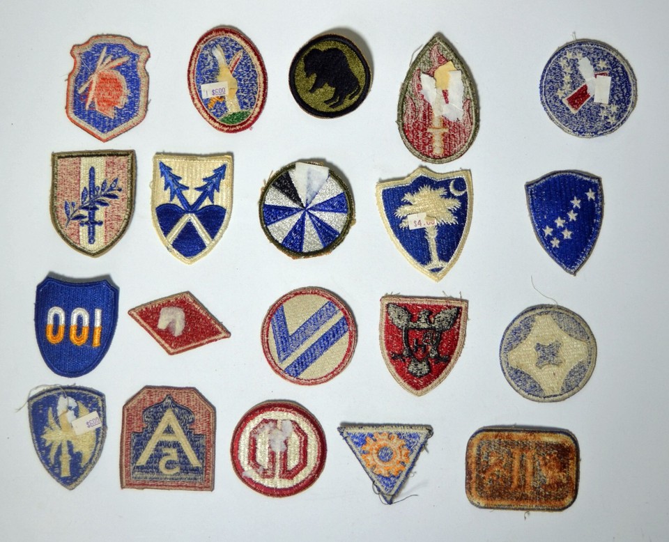 WWII Army Unit Patches 20 original - No Glow - Cut Edge - Dealer ...