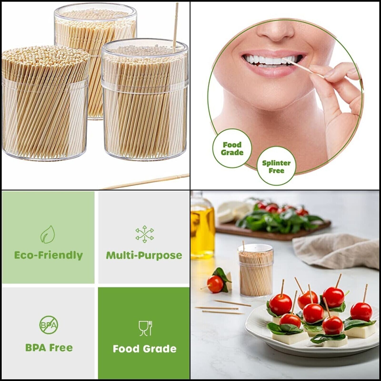 100 Pcs Wooden Toothpicks – Single-Point Round – Oral Care Teeth ...