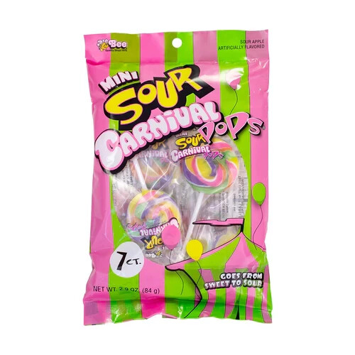 2x Sour Mini Swirl Pop bags!! Sour Apple Carnival Pops! 7 count each 2. ...