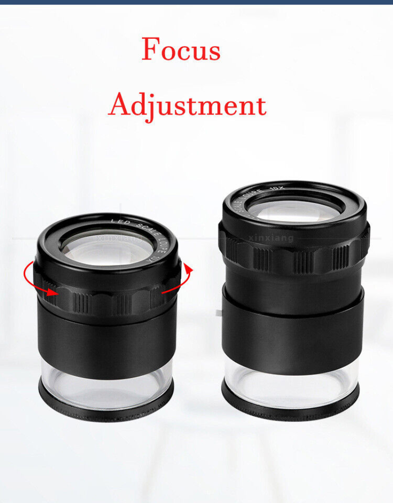 0.1mm Scale 10X Cylinder Loupe Reticle Measuring Magnifier LED ...