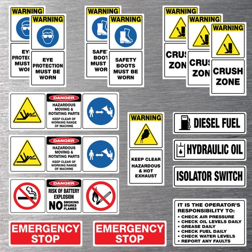 Wood Chipper risk assessment site approved safety stickers full kit 36 ...