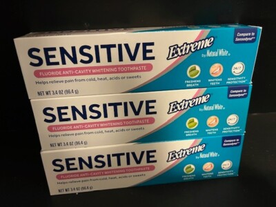 3X - Natural White Sensitive Extreme Fluoride Anti Cavity Whitening ...