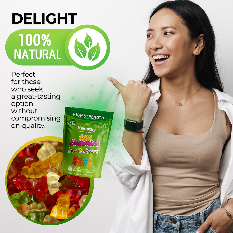 CBD Gummies Edibles Sugar Free - 1000mg High Strength - 50 Pack - Free ...