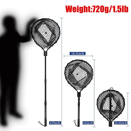 Blue Billow Rubber Fishing Net Large Folding Landing Netcollapsible ...