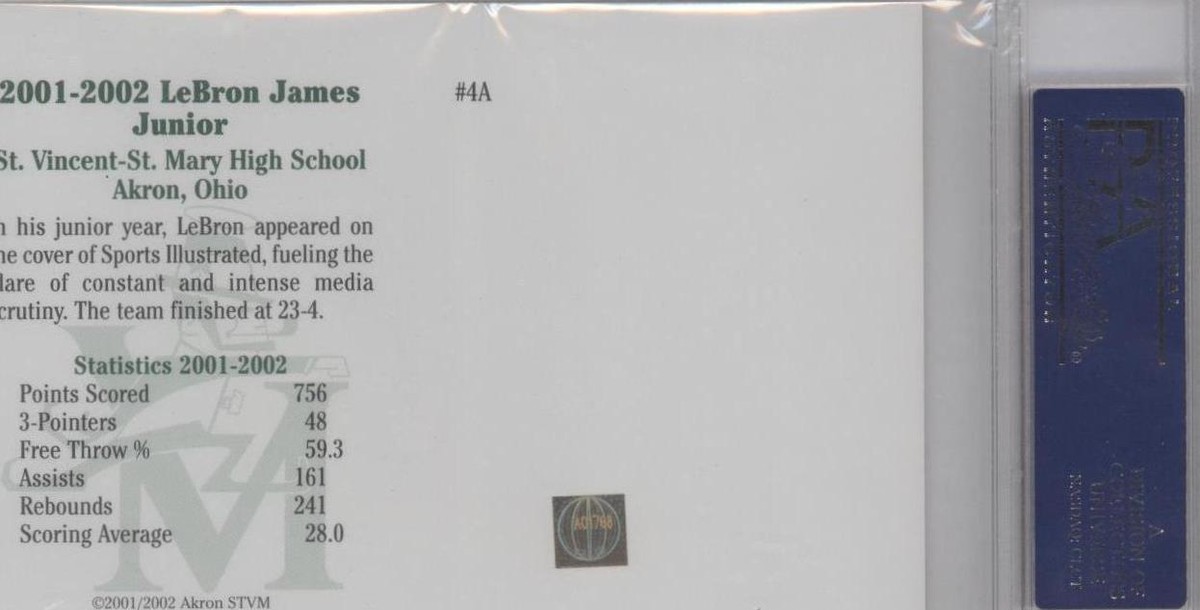 2002-03 Saint Vincent-Saint Mary High School - LeBron James #4A | eBay