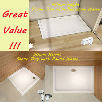 Slimline 30mm H square rectangle shower enclosure walk in stone trays ...