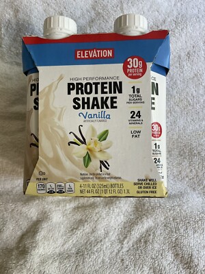 Elevation protien shake vanilla 4bottles, 30 grams protien each bottle ...