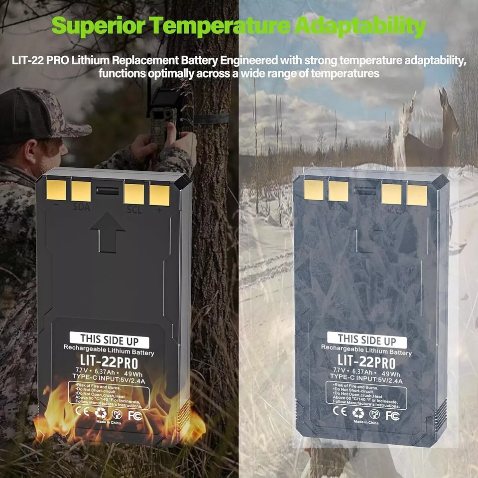 2-Pack Rechargeable LIT-22 Battery Compatible For Trail Camera Flex-M ...