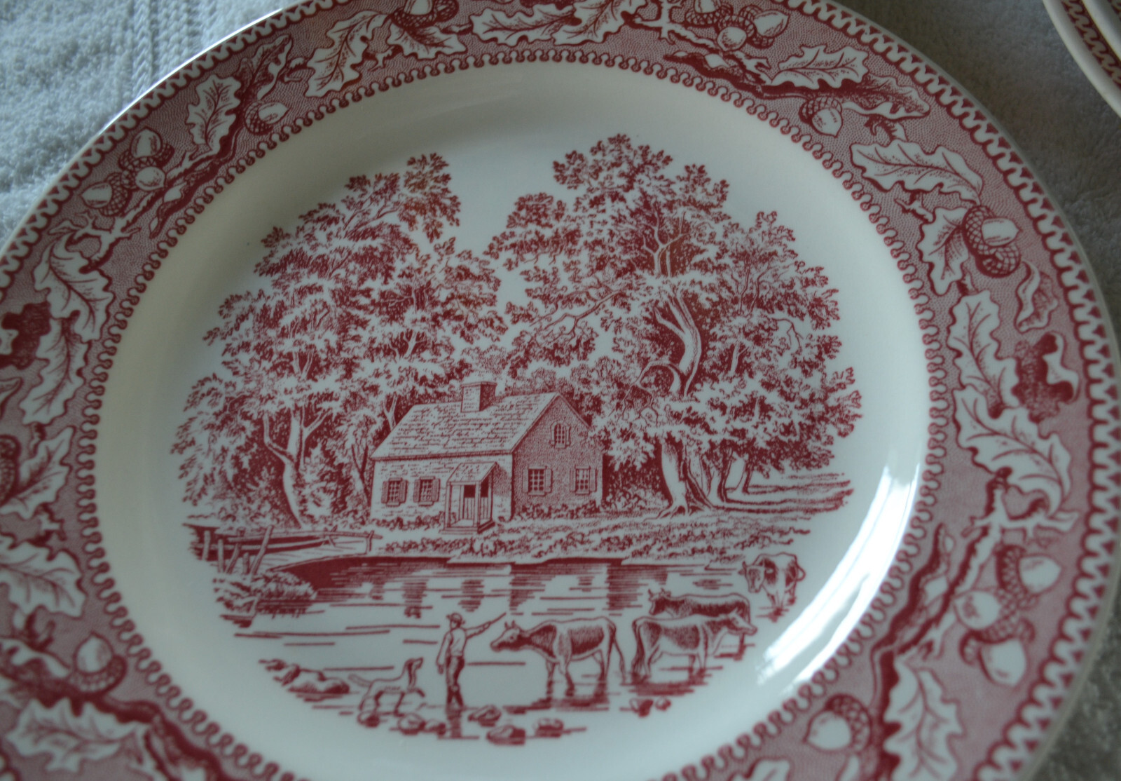 4 Vintage Royal China MEMORY LANE Transferware Pink/Red Dinner Plates ...