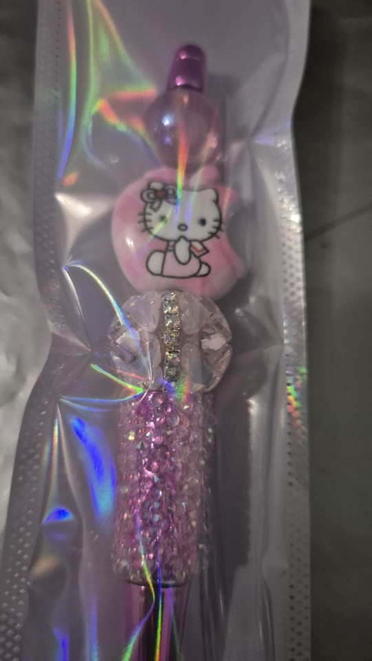 Cute Pink Kawaii Kitty Ballpoint Pen | Sparkly Beads | Gift for Girls ...