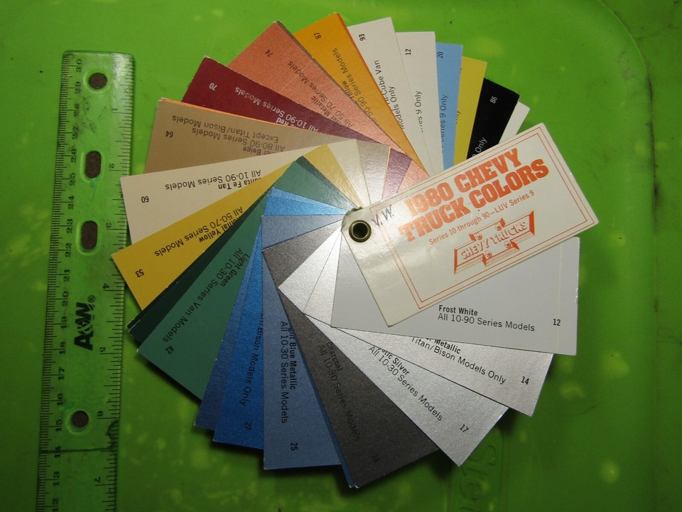1980 Chevy Truck Paint Color Chip Wheel Chart samples 10-90 Luv 9 ...