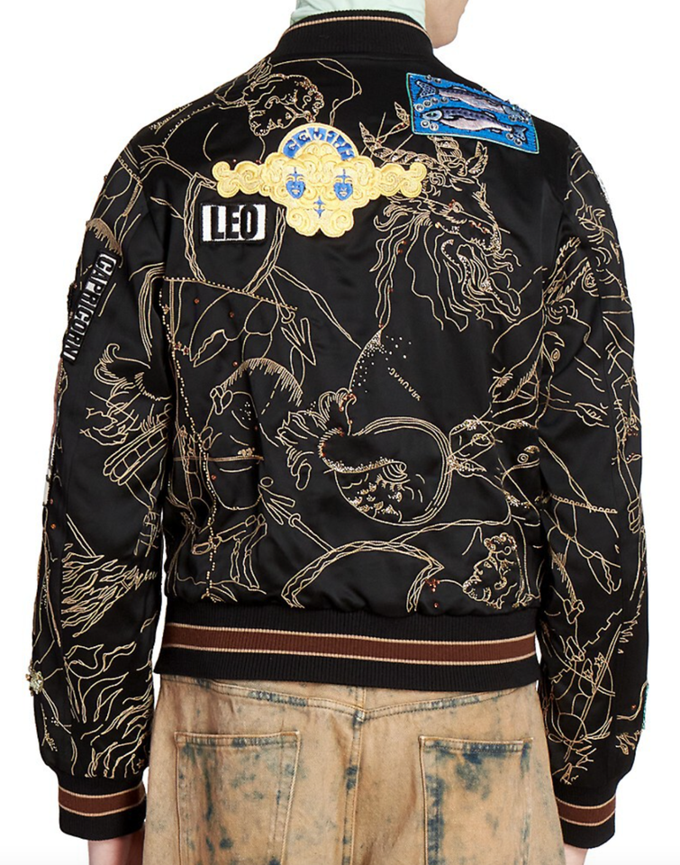 New Dries Van Noten Zodiac Astrology Embroidered Patch Beaded Bomber ...