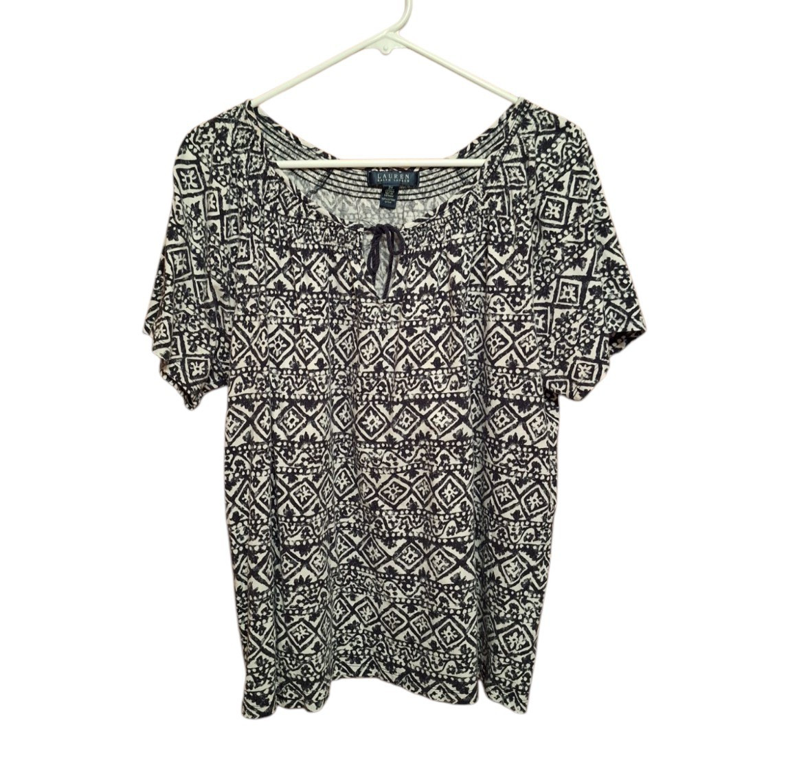 LAUREN RALPH LAUREN Geometric Pattern Blouse Top Plus… - Gem