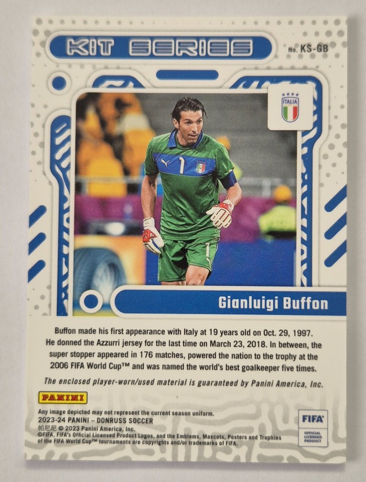 GIANLUIGI BUFFON PANINI ITALIA MATCH RELIC MEMORABILIA FIFA KIT SERIES ...