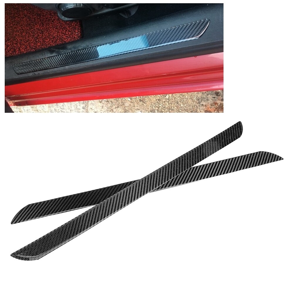 2Pcs Waterproof Carbon Fiber Door Auto Scuff Plate Sticker Edge Guards ...