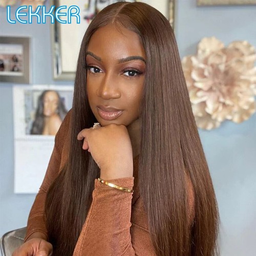 Brown Straight 13x4 HD Lace Frontal Human Hair Wigs Remy Hair ...