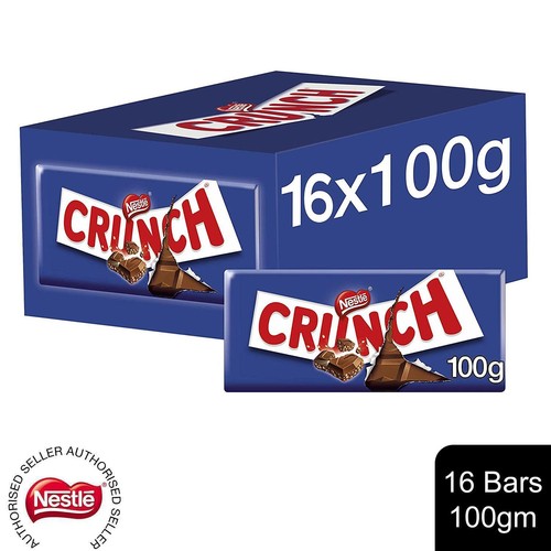Nestle Crunch Milk Chocolate Sharing Bars 100g (Pack of 16) | Bulk Buy ...