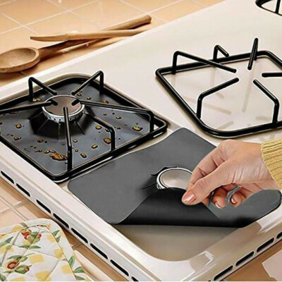 4 x REUSABLE GAS RANGE STOVE HOB PROTECTOR LINER NON STICK GAS COOKER ...