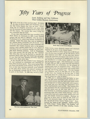 1928 PAPER AD 2 PG Article Louis Amberg & Son 50 Year Anniversary Dolls ...