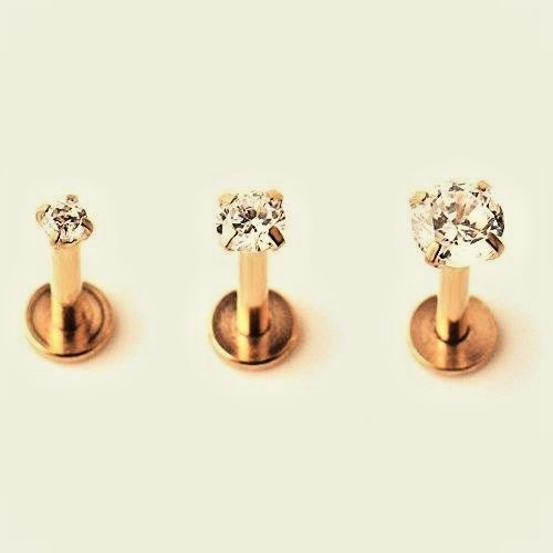 2mm 3 4 5mm GOLD Gem Helix Earing Stud Labret Monroe Bar Internally ...