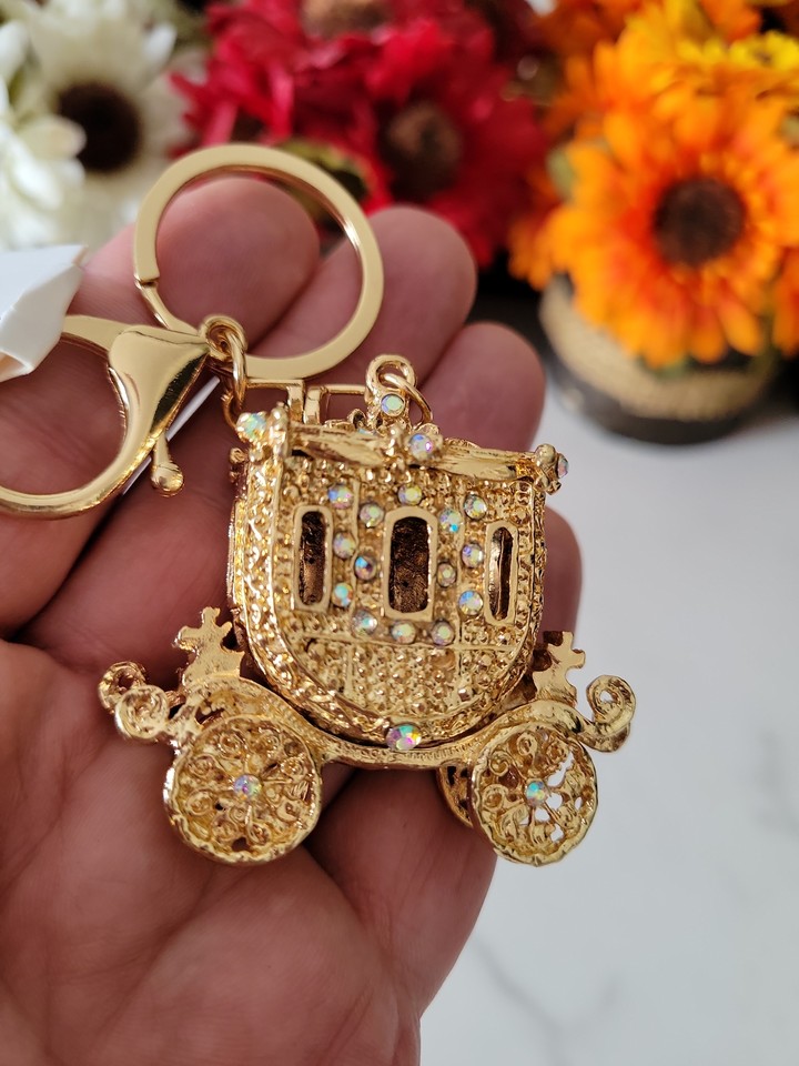 Gold Coach Princess Rhinestone Purse Charm Royal Carriage Keychain | eBay