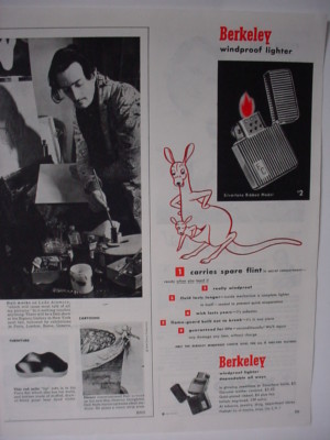 1947 Berkeley Lighter Kangaroo Joey Windproof Lighter Vintage Print Ad ...