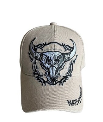 Bull Head Native Pride Baseball Cap - FREE USA Shipping - Khaki ...